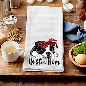 Bostie Mom, Boston Terrier Microfiber Kitchen Hand Towel Gift for Dog Lover