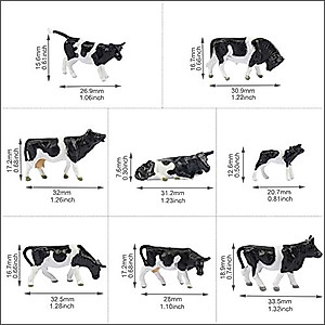 S0701 15pcs Dark Green Pine Model Cedar Trees and 8pcs Model Cows for Model Railroad Scenery Landscape Layout HO OO Scale New