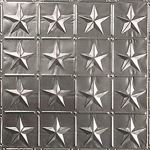 American Tin Ceilings [5-Pack Kit] Nail-Up Metal Tiles Pattern #36 Americana Star Nail-Up Unfinished: 24" x 24" | Genuine Tin | Made in The USA | Model: kit-n-p36-raw