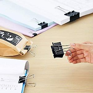 Large Binder Clips 1.6 Inch (60 Pack), Big Binder Clips for Office and Home Supplies, Black