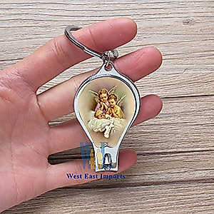 Personalized Engraved Baptism Keychains (12 PCS) - Key Ring with Nail Clipper and Bottle Opener Party Favors for Baby Boys and Girls Recuerdos Bautizo Customized Gift for Guest