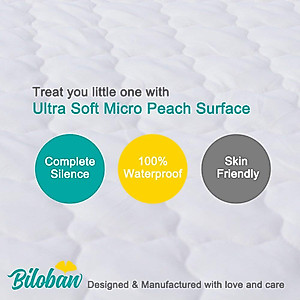 Biloban Waterproof Crib Mattress Protector, 52" x 28", White