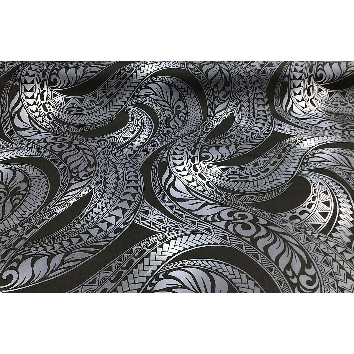 Gray Swirly Tribal Hawaiian Print Fabric 100% Cotton Sold by The Yard
