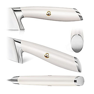 Cangshan L1 Series White 1026078 German Steel Forged 12-Piece Knife Block Set with 6 Steak Knives, Acacia Block