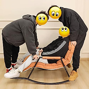 Rocking Chair Oversized Rocker With Armrest, Padded Cushion Comfy Outdoor Patio Chairs Camping Chairs, Recliner Chair With Steel Frame For Patio, Backyard, Balcony, Porch, Load Capacity 150KG ( Color