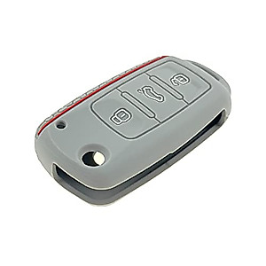 REPROTECTING Silicone Rubber Key Fob Cover Compatible with 2006-2015 Volkswagen Beetle CC Eos GTI Golf Jetta Passat Rabbit Tiguan Touareg NBG735868T NBG0100180T (Black/Grey)