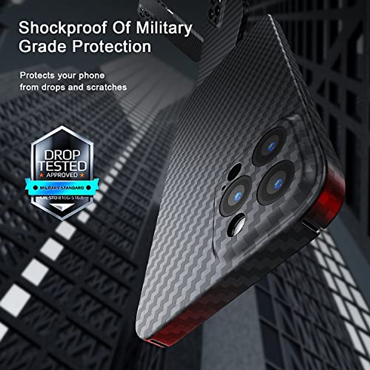 memumi 𝟮𝟬𝟮𝟮 𝐍𝐄𝐖 Real Carbon Fiber Case for iPhone 13 Pro Max, Sturdy Durable Carbon 0.5 mm Thin Cover for iPhone 13 Pro Max Aramid Fiber Skin Case with Military-Grade Drop Protection Black