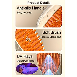 4-in-1 Pet Steam Brush: Deshedding, Vibrating, LED Lights, Steaming, and Massaging Grooming Tool for Cats, Dogs, and Small Animals, Bisque