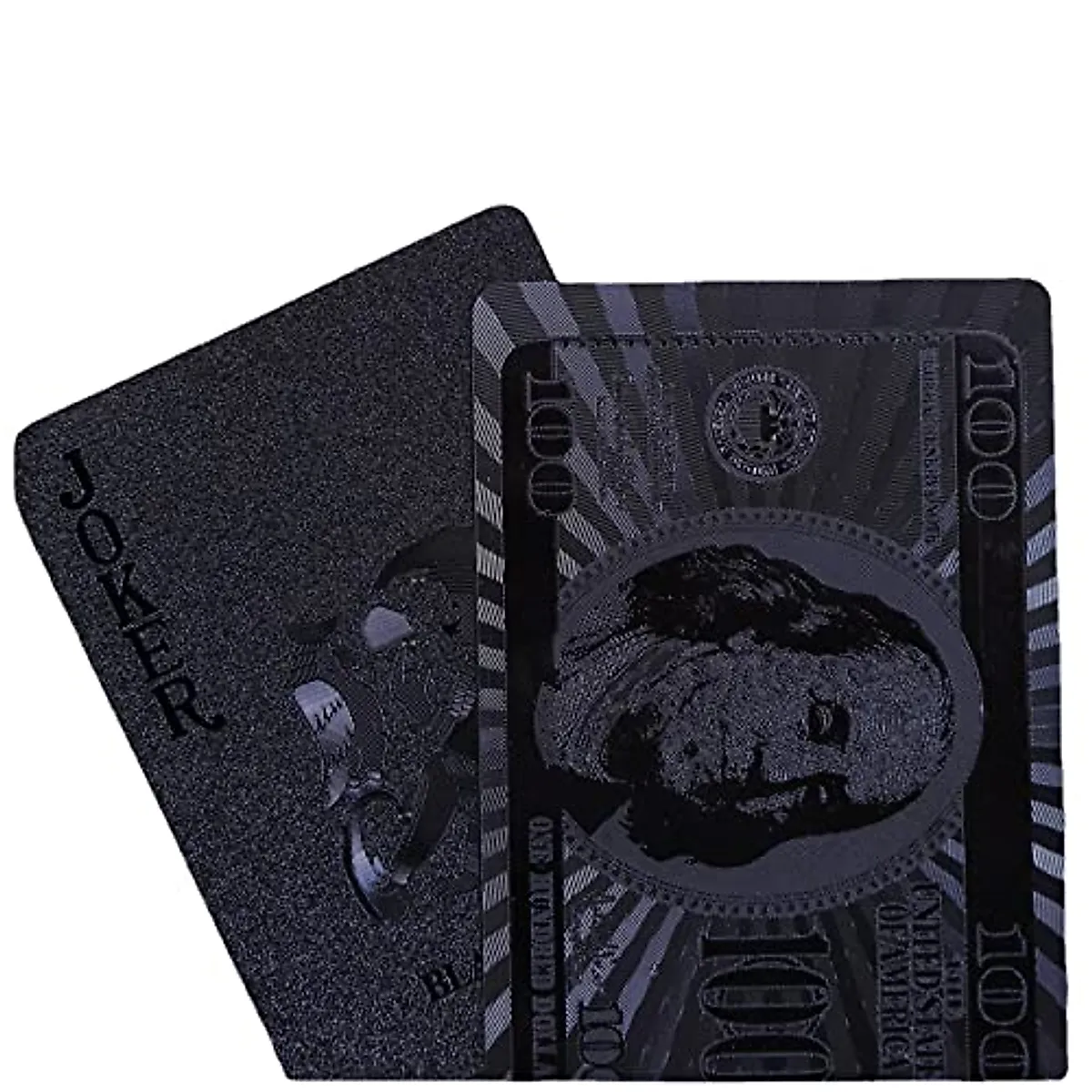 MSTICORA Gold Foil Poker Set - US Dollar Playing Cards - Plastic Playing Cards - Casino Cards (Black 1 Deck)