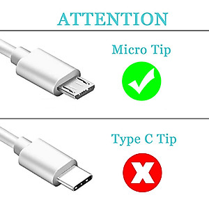 Micro Wall Charger Compatible with Samsung Galaxy Tab A 10.1 (2016), 8.0, 7.0, 9.7, Tab E, S2, Tab 4, 3, SM-T580/ 550/530/ 387/585/ 290/295 Tablet with 5Ft Charging Cable Cord (White)