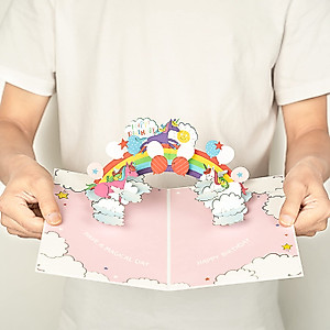 WRAPAHOLIC Pop Up Birthday Card - 3D Popup Card Glitter Rainbow Unicorn - 5.9 Inch x 7.9 Inch