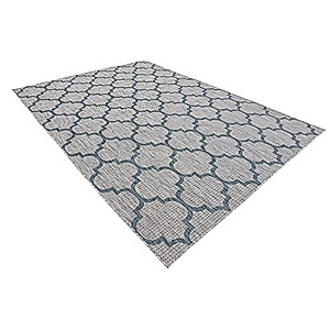 Unique Loom Outdoor Trellis Collection Area Rug (7' 1" x 10' Rectangle, Gray/ Ivory)