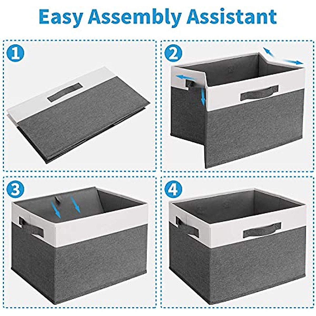 GhvyenntteS Storage Bins [3-Pack] Large Foldable Storage Baskets for Shelves, Sturdy Fabric Cube Storage Boxes with 3 Handles for Closet Nursery Cabinet Living Room (Grey, 15" x 11" x 9.6")