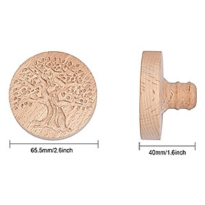 CHGCRAFT Tree of Life Pattern Wooden Clay Stamp for DIY Creation Clay Tool Clay Pottery Tool