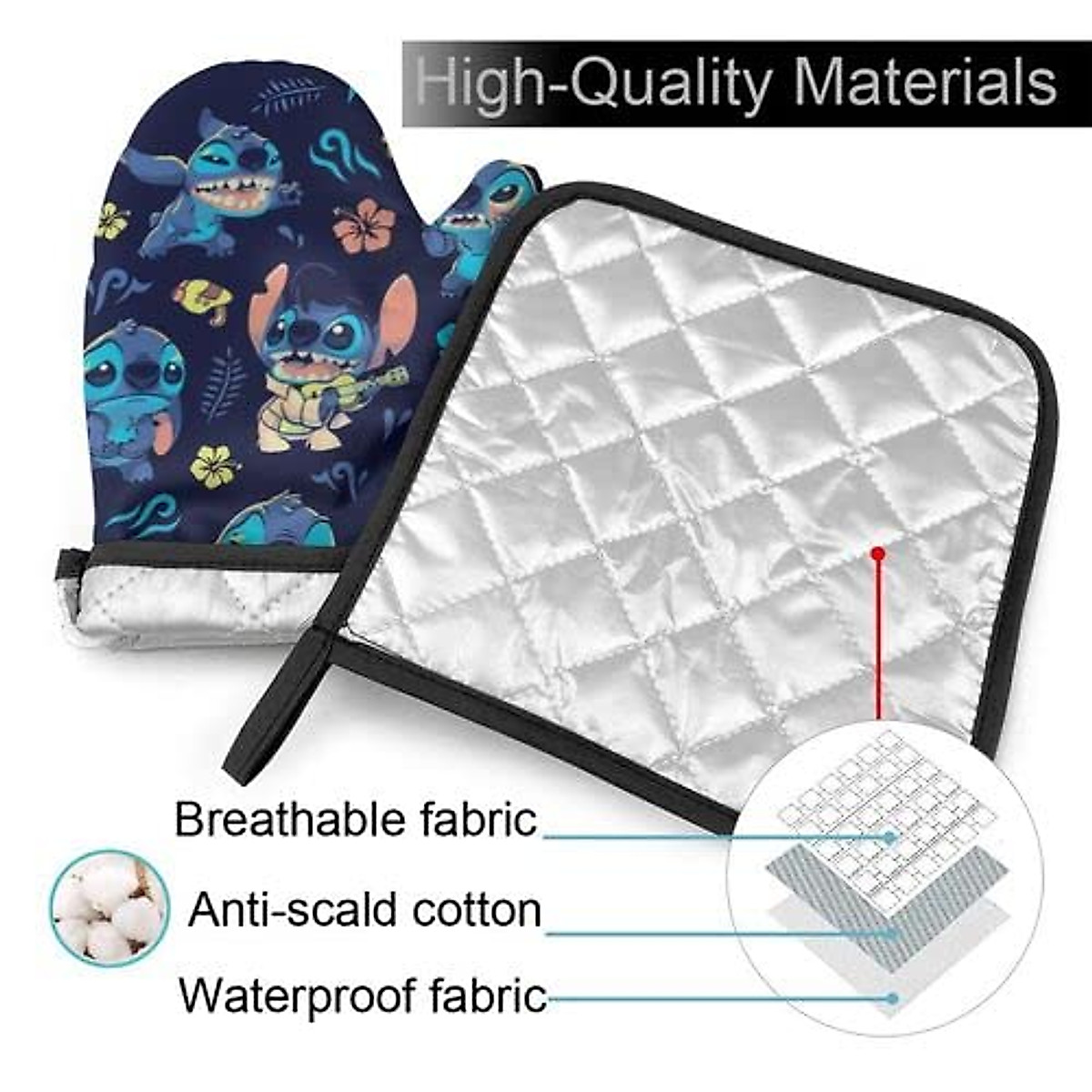 Oven Mitts and Pot Holders Sets Heat Resistant Kitchen Accessories Thermal Gloves and Pads Protect Your Hands in The Kitchen