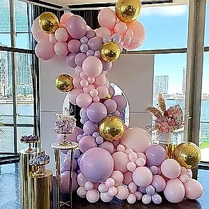 Purple and Pink Balloon Arch Kit, Pink Purple Gold Balloons Garland Kit with Butterfly Sticker for Purple Theme Birthday Party Bridal Wedding Decorations Baby Shower for Girl Women