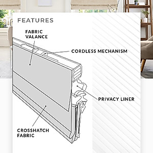 CHICOLOGY - RMBF2764 Cordless Roman Shades Cross-Hatched Modern Fabric Cascade Window Blind Treatment, 27"W X 64"H, Belgian Flax (Privacy & Light Filtering)