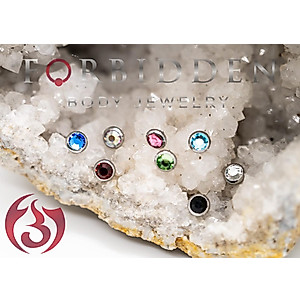 Forbidden Body Jewelry 14g 316L Internally Threaded Ultra Thin Flat Disc Black 4.4 mm Gem Top for Dermal Piercing