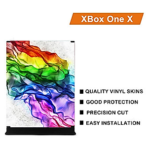 FOTTCZ Whole Body Vinyl Sticker Decal Cover for Xbox One X Console and 2PCS Controllers - Rainbow Band