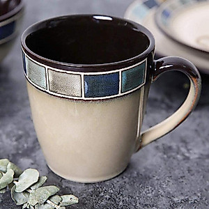 GagalU Dinner Set,4 Pieces of Vintage Porcelain Dinner Set Ceramic Dinner Plate Dessert Plate Steak Plate Salad Bowl and Mug Service for 1 Person