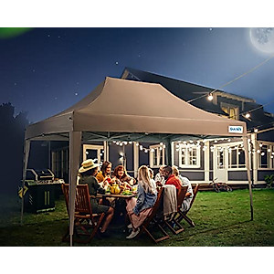 Quictent Privacy 10x15 ft Ez Pop up Canopy Tent Enclosed Outdoor Instant Shelter Party Tent Event Gazebo with Sidewalls and Mesh Windows Waterproof (Beige)