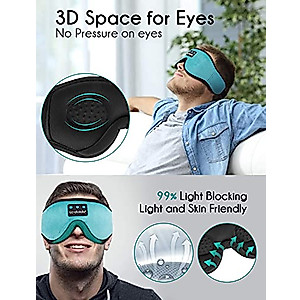 LC-dolida Sleep Headphones Bluetooth Sleep Mask, Sleeping Headphones 3D Eye Mask Wireless Music Sleeping Headphones for Side Sleepers Noise Cancelling Headphones for Men Women （Blue+Grey）
