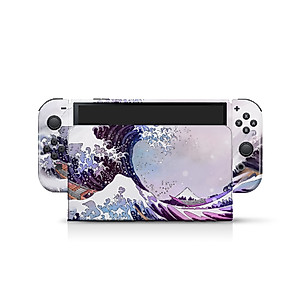 Tacky Design Wave Skin Compatible with Nintendo Switch OLED Skin Wrap Cover, Purple Skin for Nintendo Switch OLED Stickers, Premium Vinyl 3M Full Wrap Decal, Compatible with Joy-Con, Console, Dock.