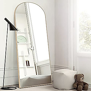 PexFix Arched Full Length Mirror Arched Floor Mirror with Stand, Wall Mirror Standing, Leaning Hanging for Home and Office, 65"x22", Wood