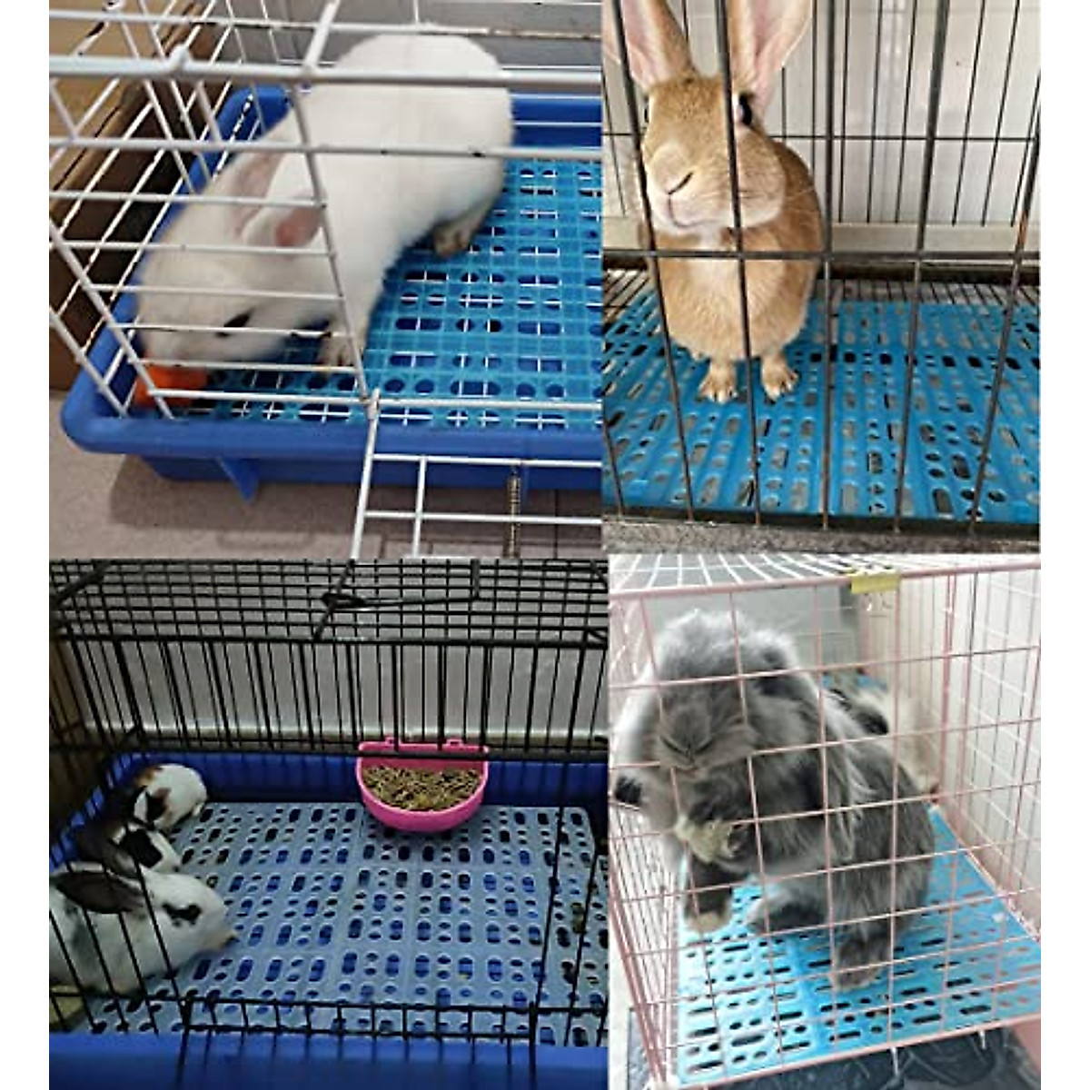 JSLZF Plastic Rabbit Cage Mat, 4 PCS Bunny Feet Pad, Small Animal Floor Pet Mat, Hole Leak Water, Resistance to Chew, Washable, Thick Nest Mat for Rabbit, Bunny