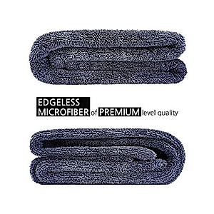 Microfiber Car Drying Towel, 1300GSM Superior Absorbency Twist Loop for Drying Cars, Trucks, and SUVs (Gray, 20"x32")