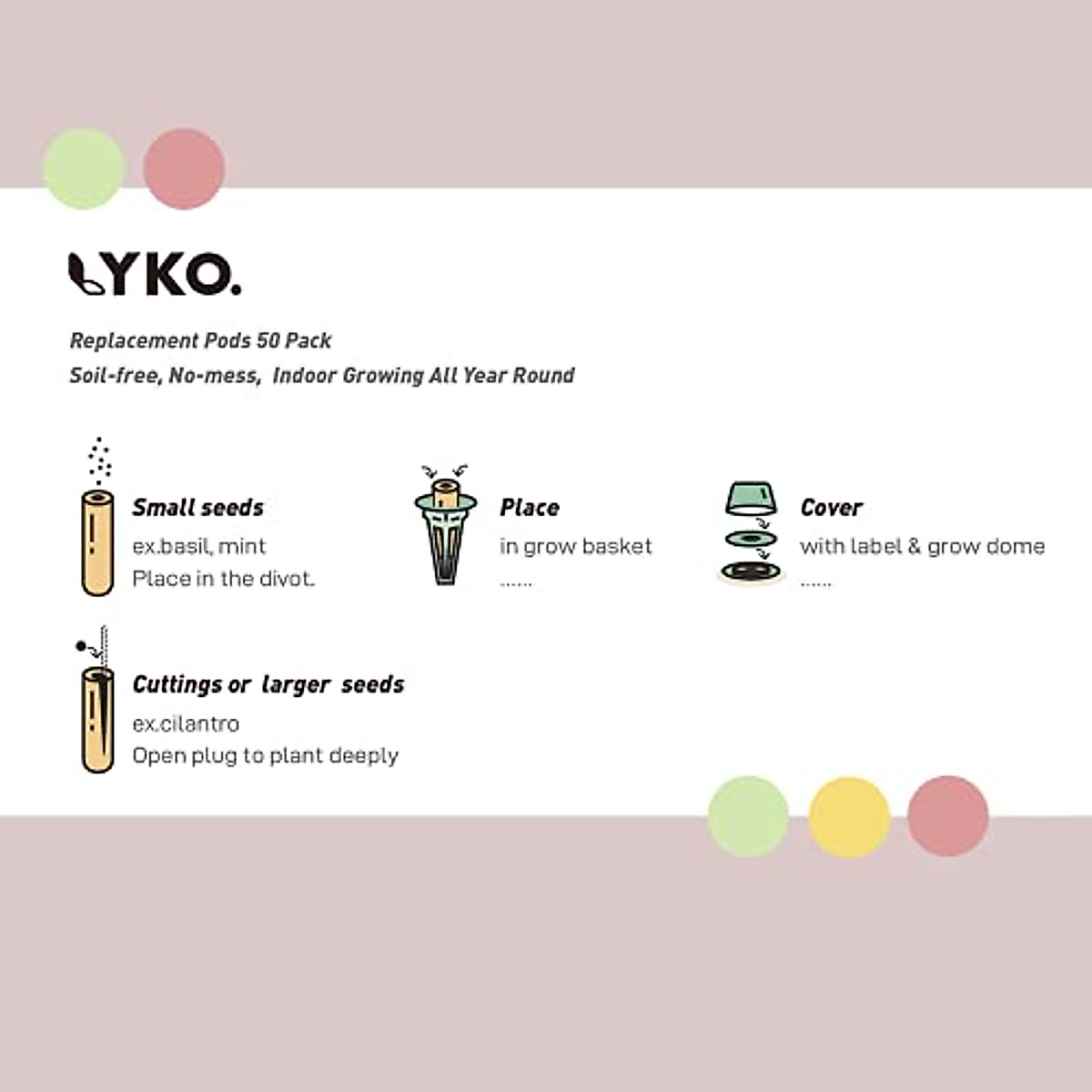 Replacement Grow Sponges 50Pack-PH Balanced Hydroponics Sponges Made of Eco-Friendly Coco Coir Growing Sponge Seed Starter Pods