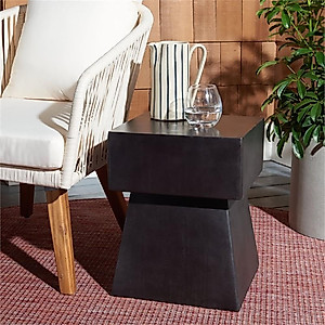 SAFAVIEH Outdoor Zen Black Mushroom Modern Concrete Accent Table