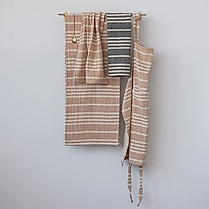 Creative Co-Op Cotton Double Cloth Table Runner with Stripes, Tan and Natural