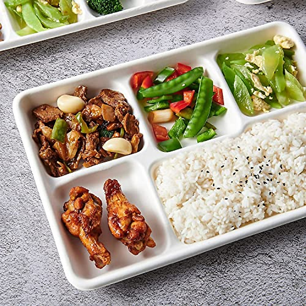 Leafarms 100% Compostable 10x8 / 5 Cp Tray [125-Pack], Heavy Duty Eco-Friendly Dinner Plates Disposable I Biodegradable Unbleached Sugarcane Eco Trays - (Color - White)