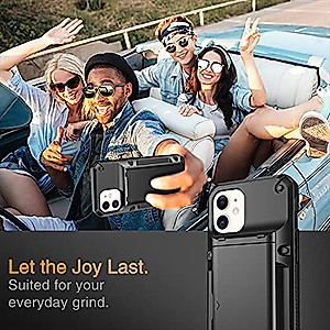 iPhone 12 Case, iPhone 12 Pro Case, SUPBEC Silicone Protective Wallet Case with Card Slot [Screen Protector x2] [Military Grade Protection] [Anti-Scratch], iPhone 12 Case with Card Holder, 6.1", Black