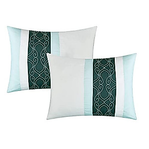 Chic Home Vivaldi 20 Piece Comforter Set Medallion Quilted Embroidered Design Complete Bag Bedding, King, Green