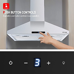 30 inch Range Hood, GASLAND Chef PR30SSN Wall Mount Vent Hood Stainless Steel, Ducted Stove Hood with Sensor Touch Control, Convertible Chimney-Style, LED Lights, Aluminum Mesh Filters