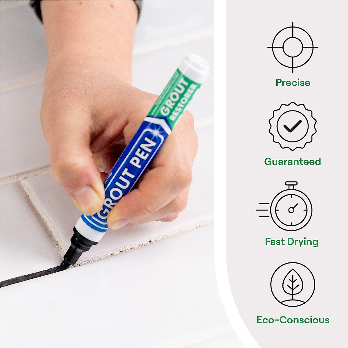 Grout Pen Black Tile Paint Marker: Waterproof Grout Paint, Tile Grout Colorant and Sealer Pen - Black, Narrow 5mm Tip (7mL)