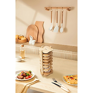 takor Extra Large Bamboo Tumbler Lid Organizer for Cupboard，Compact Lid Storage Rack，Freestanding Cup Lid Holder for Kitchen Cabinet and Countertop, Tidy Kitchen and Easy to Clean