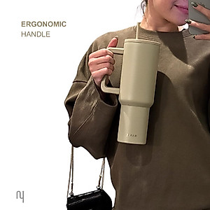 CeylonManel 40oz Stainless Steel Double Wall Vacuum Insulated Sublimation Tumbler with Handle, Straw, Lid Travel Cups in Matte Finish (Garden Haze), Large