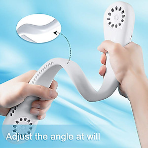 Hanging Neck Fan, Hand Free Leafless Neckband Fan - Powerful Dual Wind Head, Adjustable 3 Speed 360 Degree& Rechargeable Wearable Necklace Fan with Long-Lasting Battery for Sports Home Outdoor