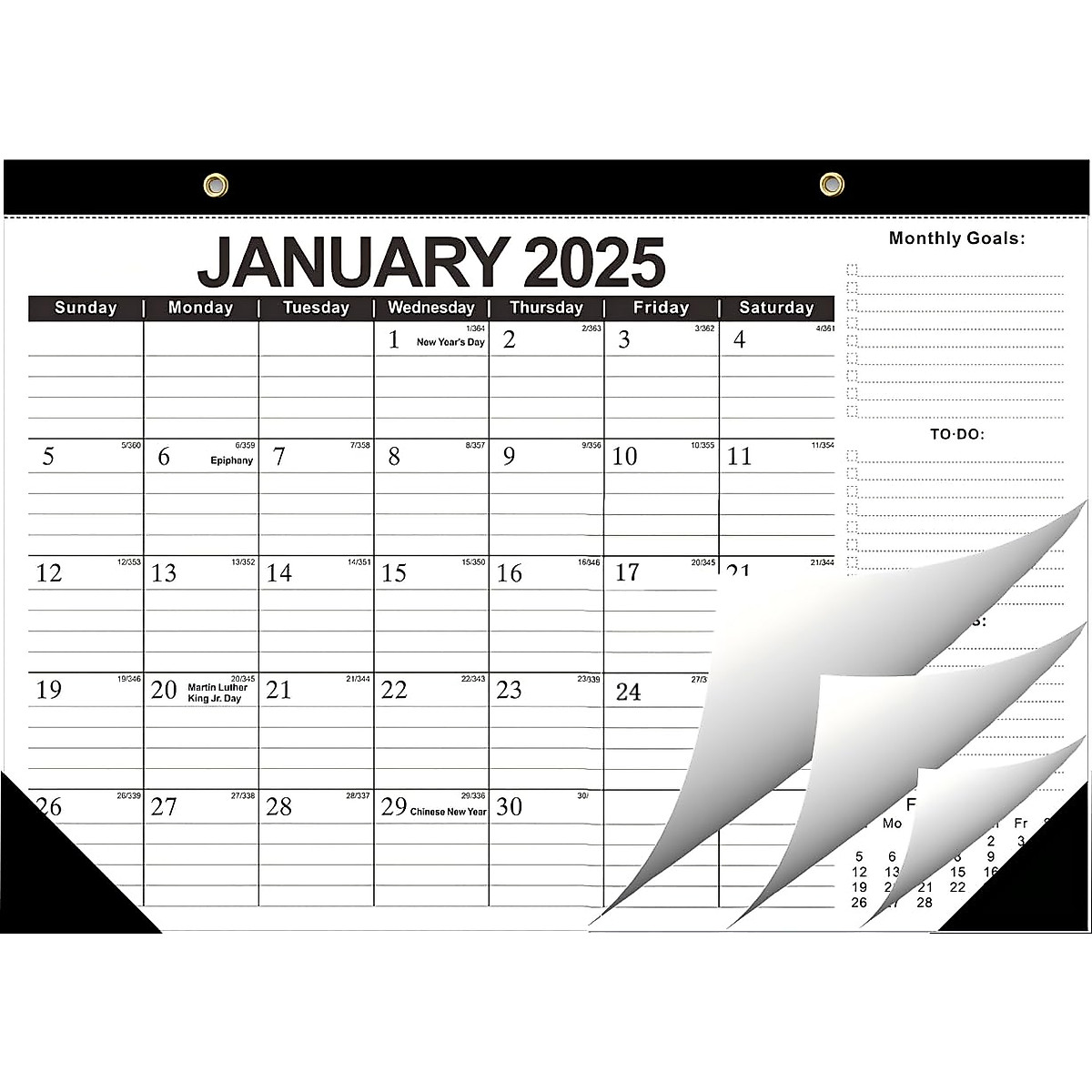 2023-2024 Desk Calendar, 18 Month Desk Calendar/Wall Calendar Combo, 17" x 12", January 2023-June 2024, Highlight Holidays, Planning Calendar, Thick Paper