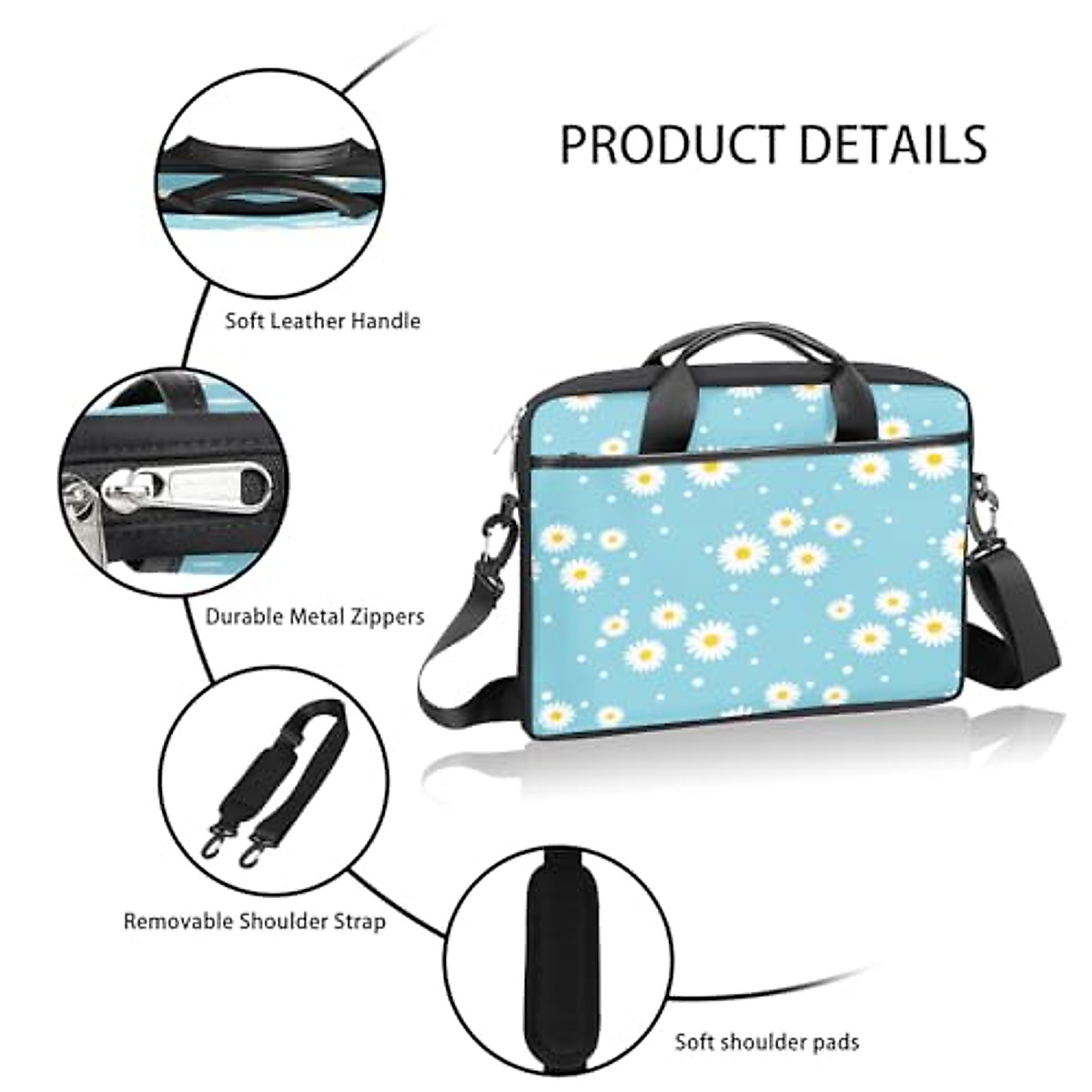Lily Flower Dots Laptop Computer Bag Waterproof Shoulder Messenger Bag 13-15 inch Durable Laptop Tote Bag with Shoulder Strap Handle Lightweight Crossbody Briefcase