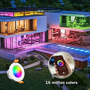 inShareplus Smart Recessed Lighting 2 Inch 10 Pack, WiFi LED Downlight 5W 120V, Dimmable RGBCW 2700-6500K Color Changing, Compatible with Alexa/Google, Ceiling Lights with LED Driver