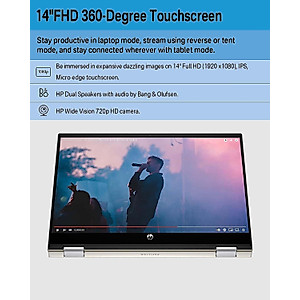 HP Pavilion x360 2-in-1 Convertible Laptop, 14" FHD Touchscreen, Intel Core i5-1135G7, 8GB RAM, 256GB SSD, College & Business Notebook, Fingerprint Reader, Webcam, Win 11 H, Bundle with JAWFOAL
