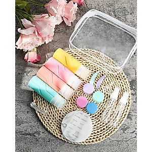 Travel Bottles Set for Toiletries, Travel Essentials Silicone Travel Bottle, Tsa Approved Travel Size Containers for Shampoo, Conditioner, Lotion - Squeezable Tubes Easy Dispensing(BPA Free)