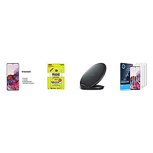 Straight Talk Samsung Galaxy S20 5G 125GB SM-G981UZIAXAA Cloud Pink CDMA Sim Kit Installed Plus a LK Pre-Installed Screen Protector Plus A Samsung Wireless Charger Bundle