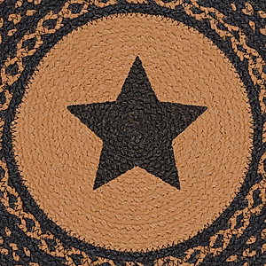 VHC Brands Farmhouse Star Table Mat- Pot Holder- Woven Jute Trivet 15" Round