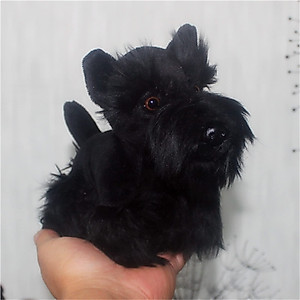 SYUSAMA 7Inches Lifelike Black Schnauzer Plush Toy Soft Stuffed Animal Cute Aberdeen Terrier Plushie Cute Pillow Doll Home Decor…