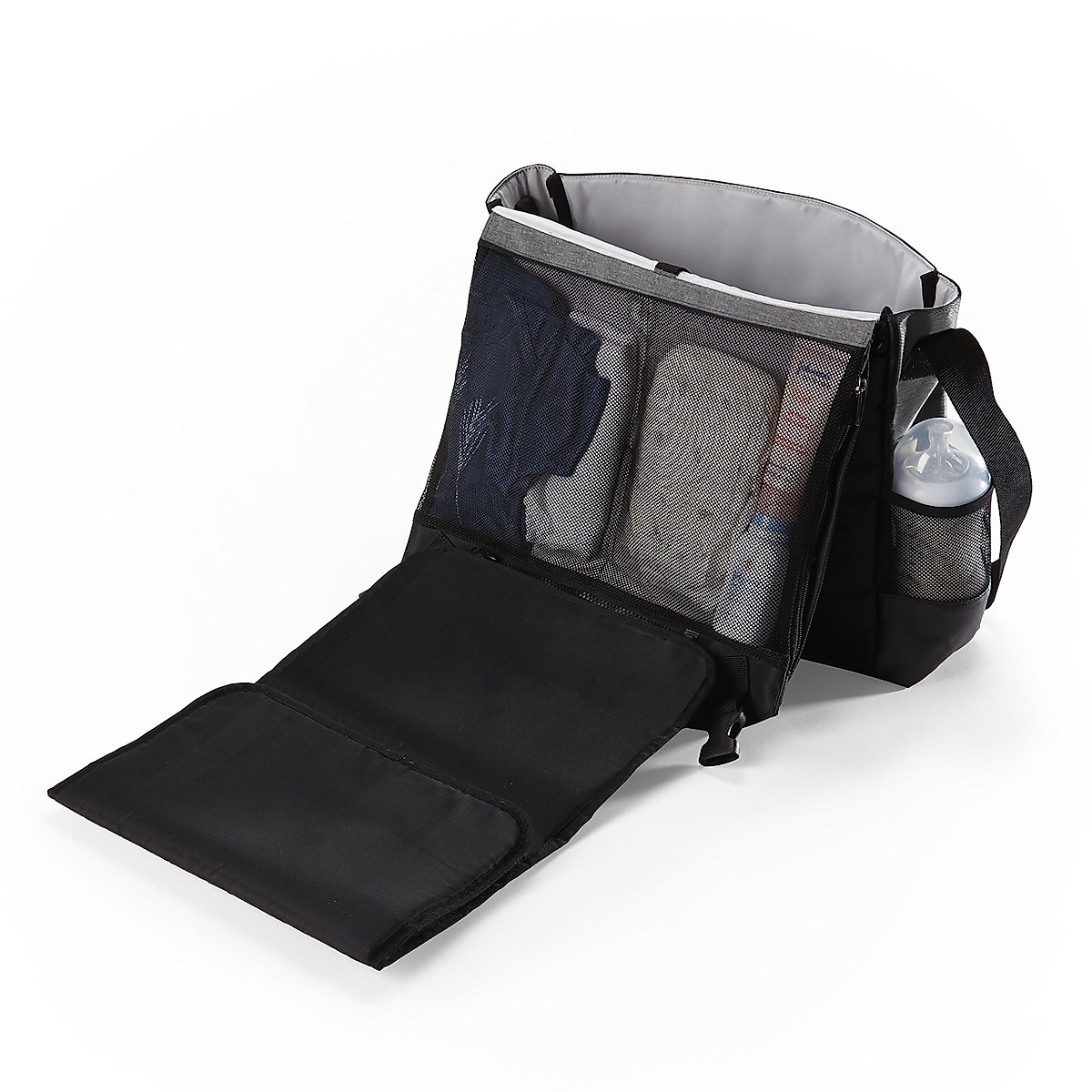 Skip Hop Baby All-in-One Swift Changing Station Messenger Diaper Bag, Heather Grey